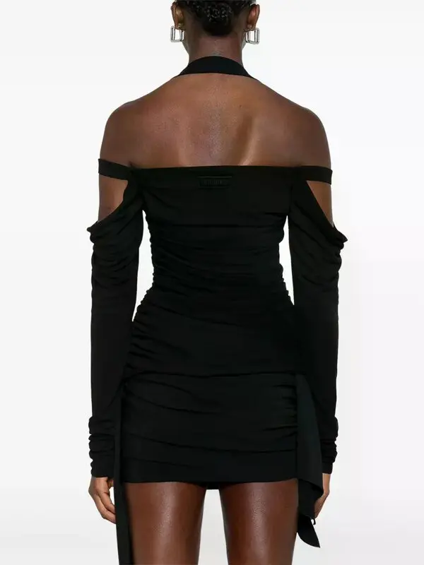 Attico Halterneck Long-sleeved Mini Dress