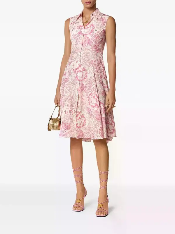 Versace Underwater Barocco Midi Shirt Dress - Neutrals