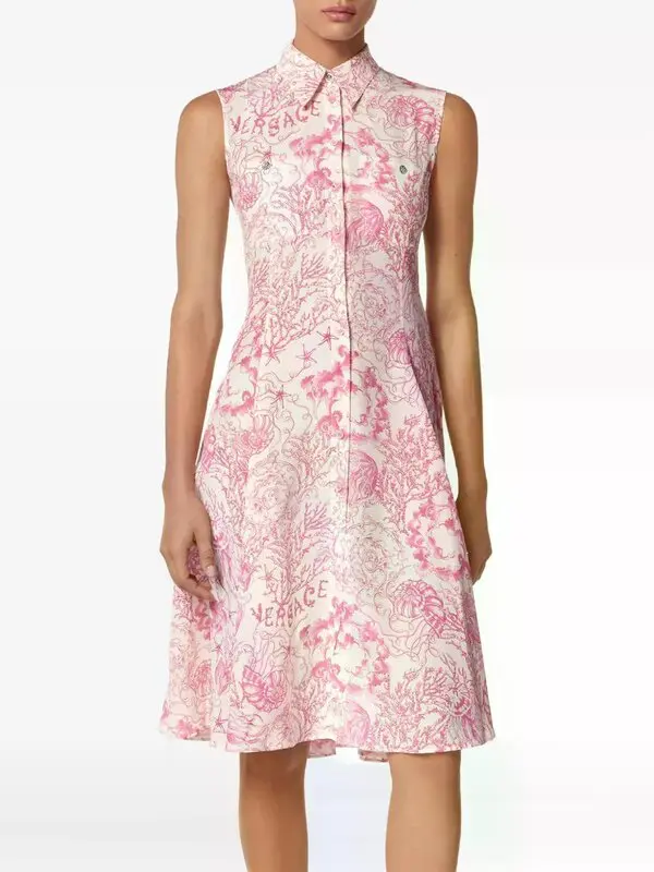 Versace Underwater Barocco Midi Shirt Dress - Neutrals
