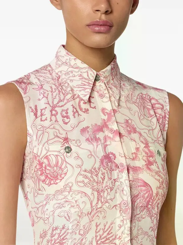 Versace Underwater Barocco Midi Shirt Dress - Neutrals