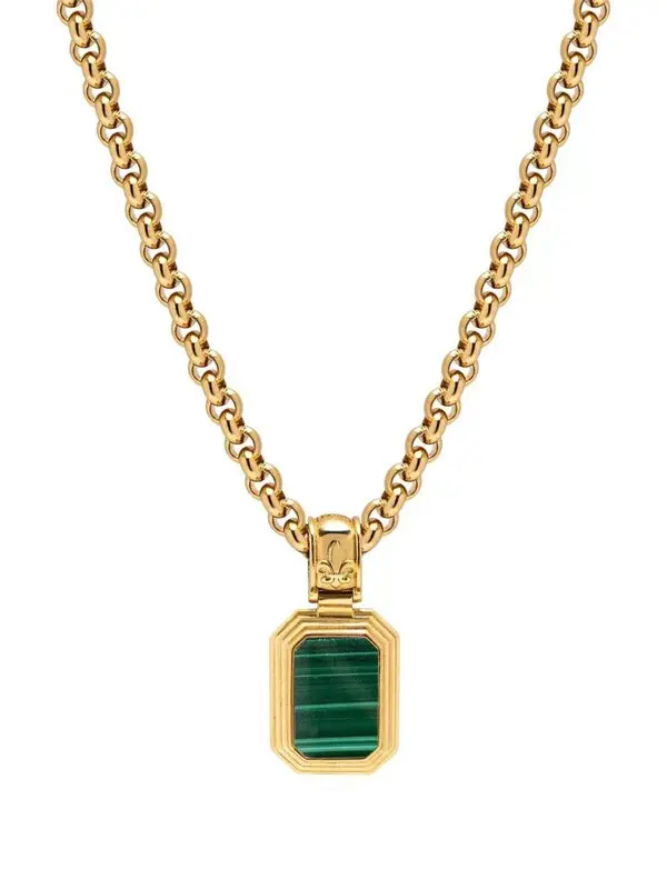 NIALAYA JEWELRY Malachite And Onyx Pendant Necklace - Gold