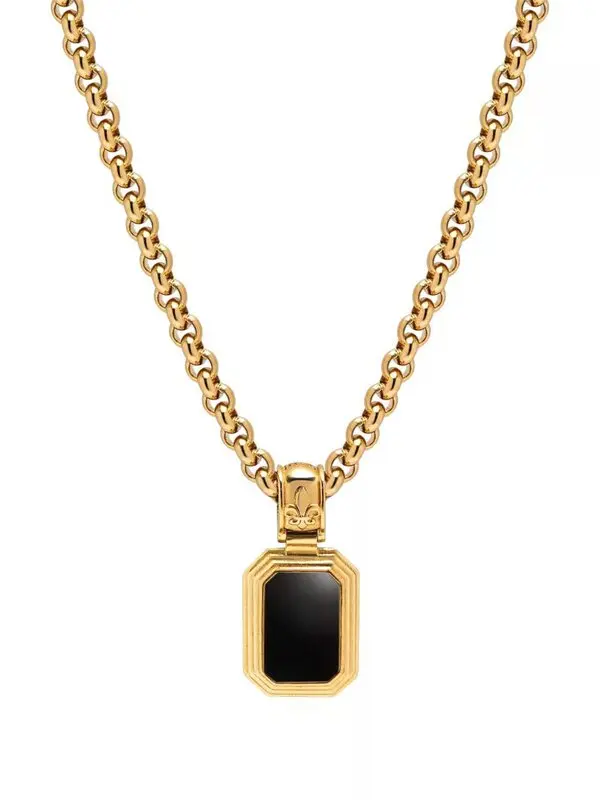 NIALAYA JEWELRY Malachite And Onyx Pendant Necklace
