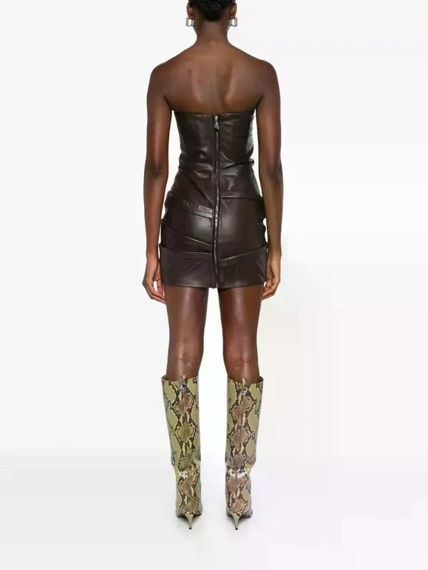 Attico Strapless Draped Mini Dress