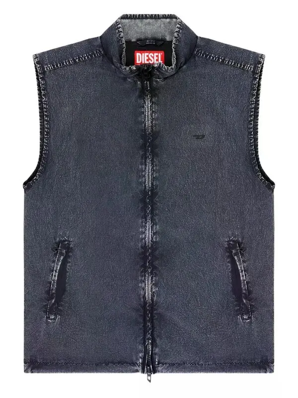 DIESEL® Sleeveless Denim-effect Gilet - Black