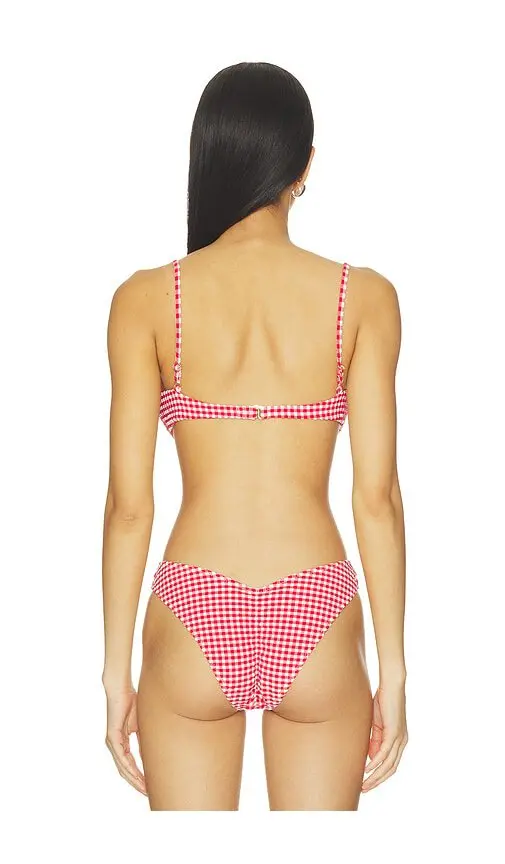 MONTCE Petal Bikini Top - Red Micro Gingham