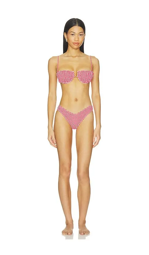 MONTCE Petal Bikini Top - Red Micro Gingham