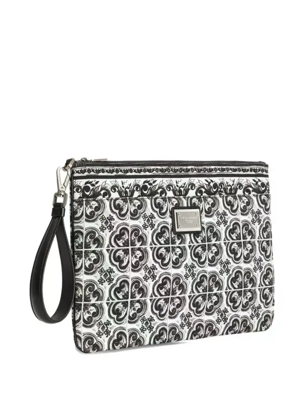 Dolce & Gabbana Graphic-print Leather Clutch Bag