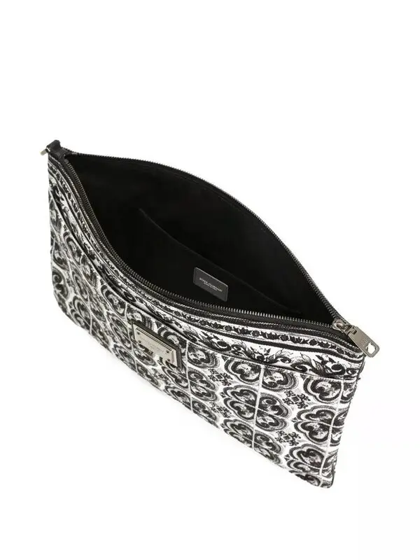 Dolce & Gabbana Graphic-print Leather Clutch Bag