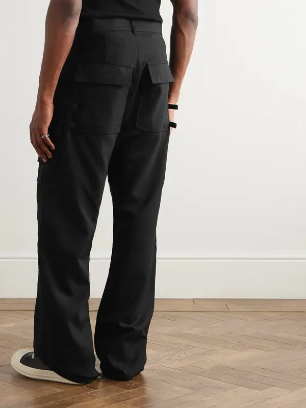 Rick Owens Stefan Wide-leg Grain De Poudre Wool Trousers - Black