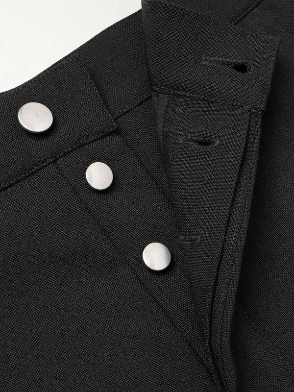Rick Owens Stefan Wide-leg Grain De Poudre Wool Trousers - Black