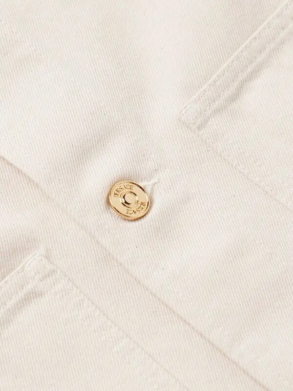 Versace Medusa Embellished Denim Jacket - Neutrals