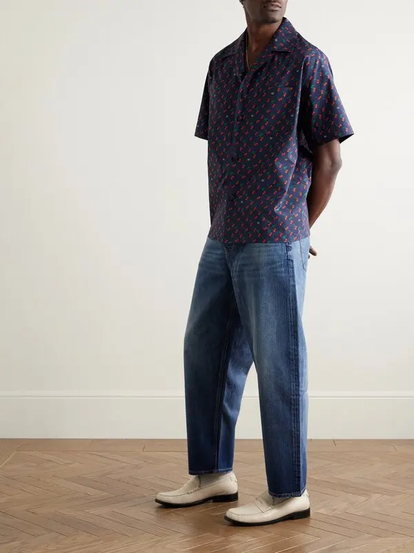 Valentino Garavani Camp-collar Printed Cotton-poplin Shirt