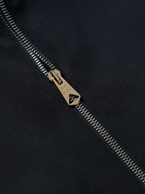 Paul Smith Leather-trimmed Cotton-blend Twill Harrington Jacket - Blue