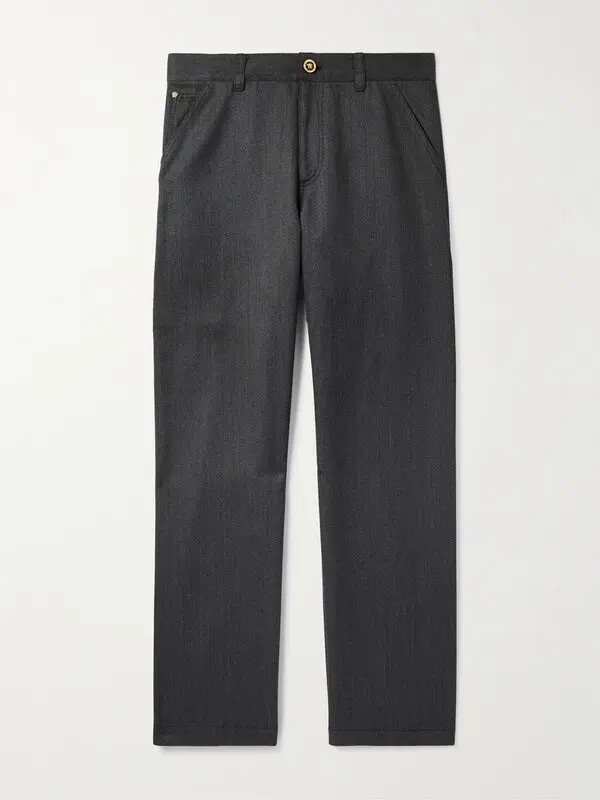 Versace Straight-leg Wool-mouliné Trousers