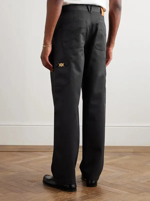 Versace Straight-leg Wool-mouliné Trousers