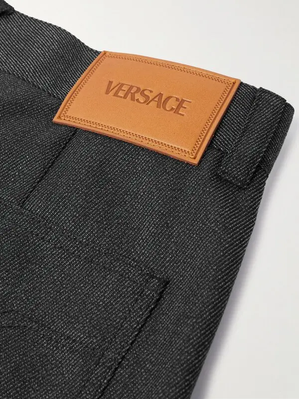 Versace Straight-leg Wool-mouliné Trousers