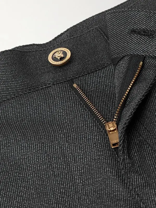 Versace Straight-leg Wool-mouliné Trousers