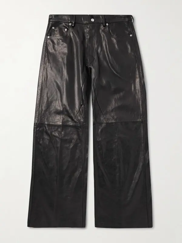 Rick Owens Geth Wide-leg Panelled Leather Trousers - Black