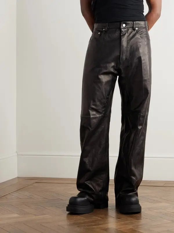 Rick Owens Geth Wide-leg Panelled Leather Trousers - Black