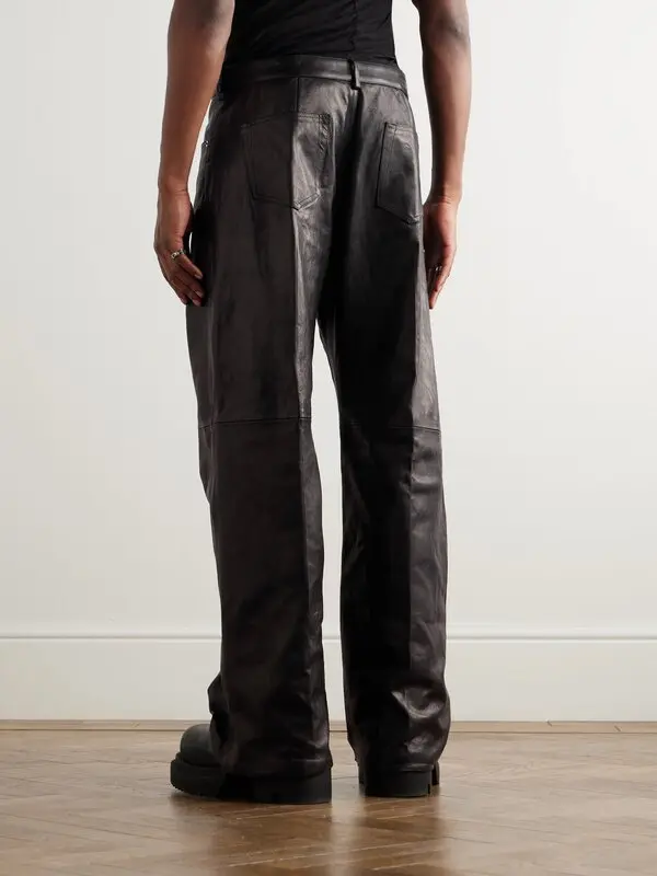 Rick Owens Geth Wide-leg Panelled Leather Trousers - Black