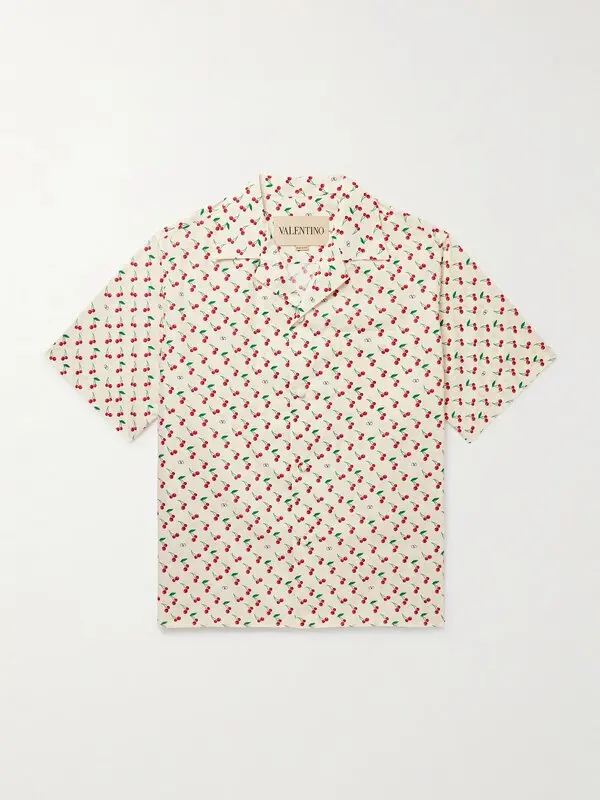 Valentino Garavani Camp-collar Printed Cotton-poplin Shirt