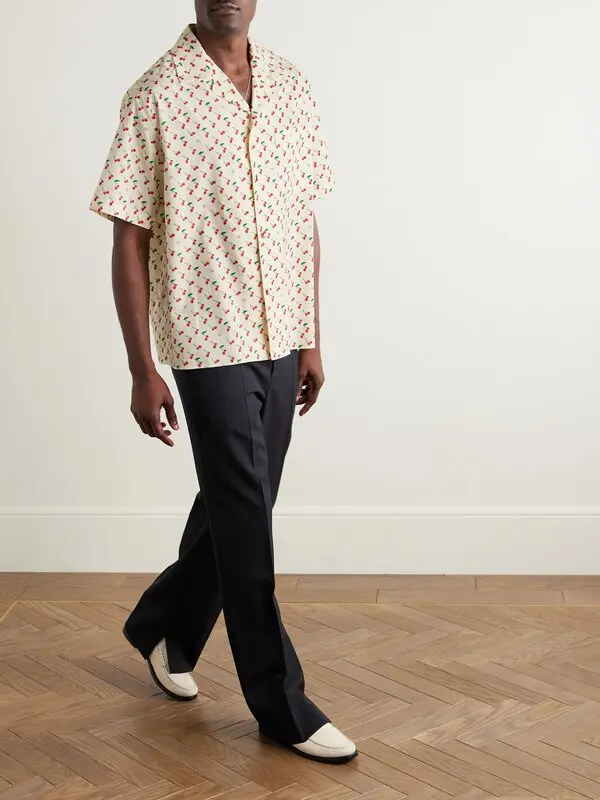 Valentino Garavani Camp-collar Printed Cotton-poplin Shirt