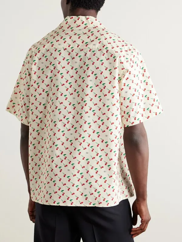Valentino Garavani Camp-collar Printed Cotton-poplin Shirt
