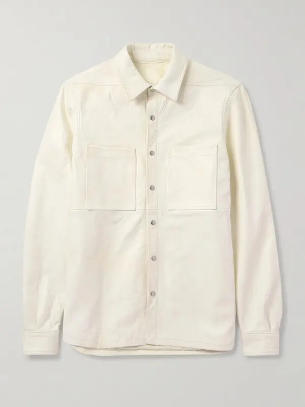 Rick Owens Leather Shirt Jacket - Neutrals