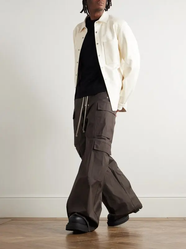 Rick Owens Leather Shirt Jacket - Neutrals