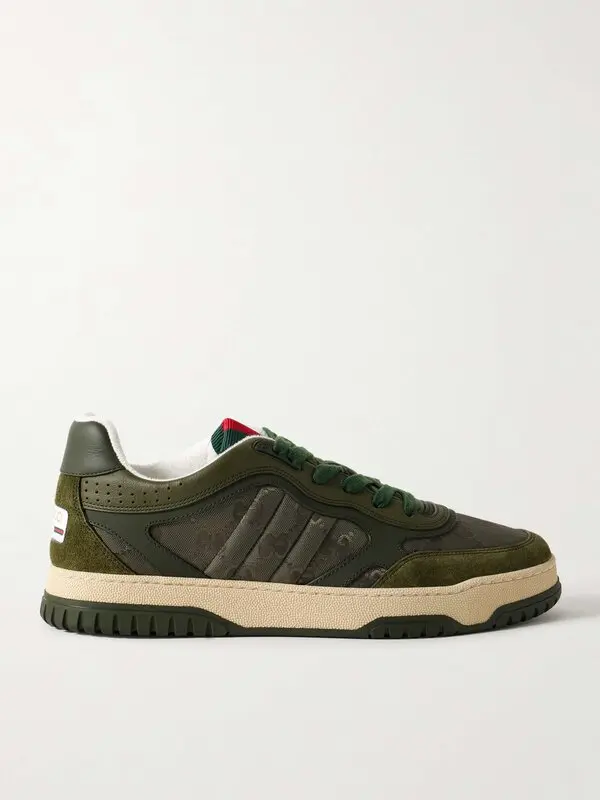 Gucci Re-web Suede And Webbing-trimmed Canvas And Leather Sneakers