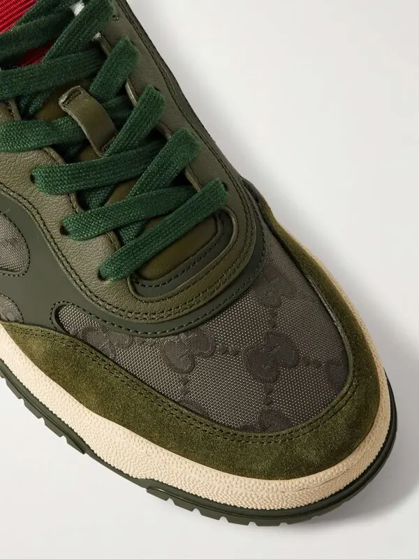 Gucci Re-web Suede And Webbing-trimmed Canvas And Leather Sneakers