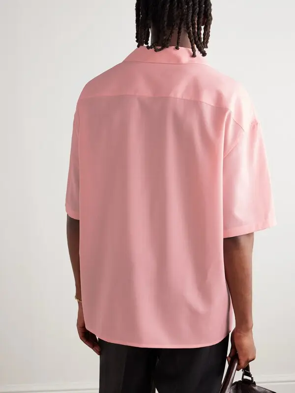Loewe Oversized Camp-collar Logo-embroidered Wool Shirt