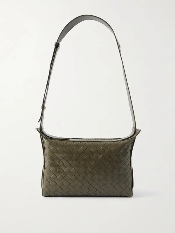 Bottega Veneta Intrecciato Leather Messenger Bag - Green
