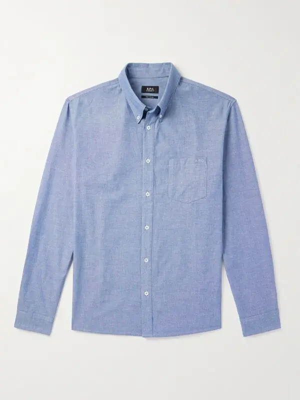 A.p.c. Edouard Brodé Cotton-chambray Shirt - Blue