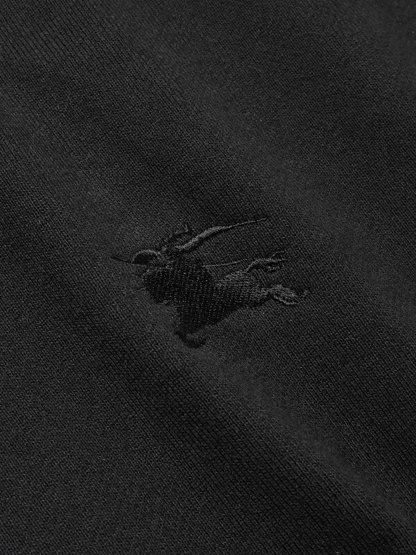 Burberry Checked Logo-embroidered Cotton-jersey Hoodie - Black