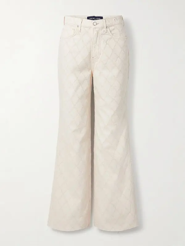 Veronica Beard Taylor Frayed Fil Coupé High-rise Wide-leg Jeans