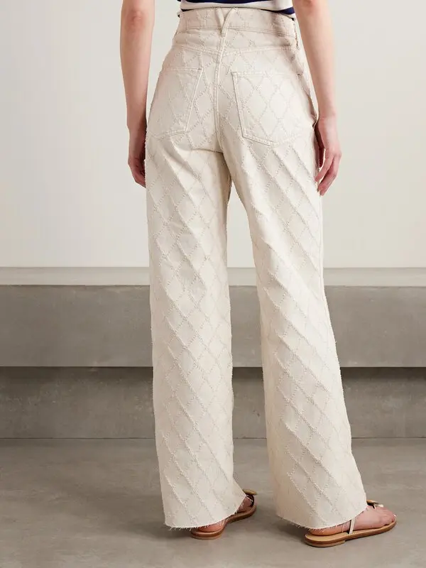 Veronica Beard Taylor Frayed Fil Coupé High-rise Wide-leg Jeans