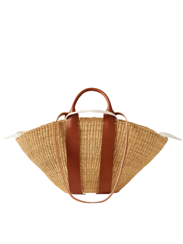 Muuñ Sophie Woven Straw Tote With Leather Trim - Brown