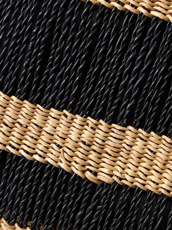 Muuñ Marcus Leather-trimmed Striped Woven Straw Tote