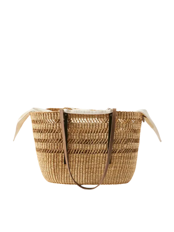 Muuñ Bicro M Leather-trimmed Woven Straw Tote