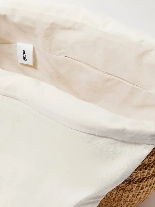Muuñ Bicro M Leather-trimmed Woven Straw Tote