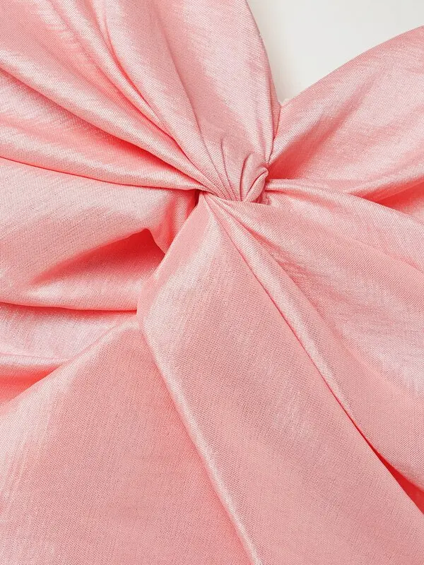 KIKA VARGAS Tasha Strapless Twist-front Ruffled Taffeta Top