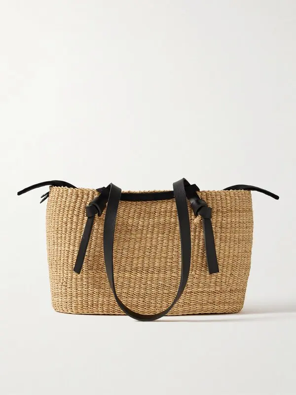 Muuñ Zorro Leather-trimmed Woven Straw Tote