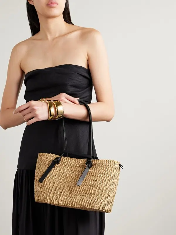 Muuñ Zorro Leather-trimmed Woven Straw Tote
