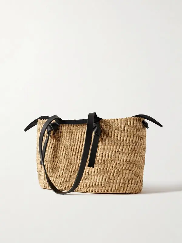 Muuñ Zorro Leather-trimmed Woven Straw Tote