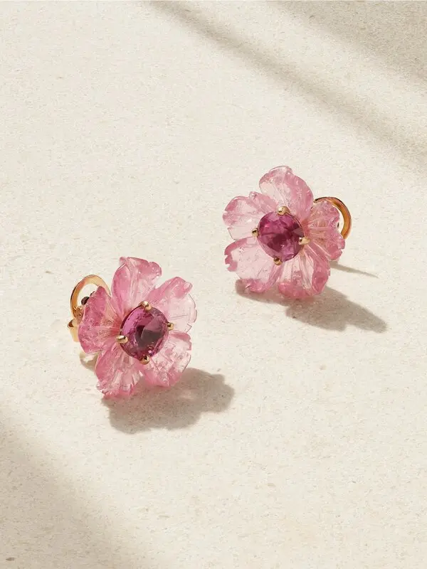 Irene Neuwirth Tropical Flower Tourmaline And Spinel Earrings - Rose Gold