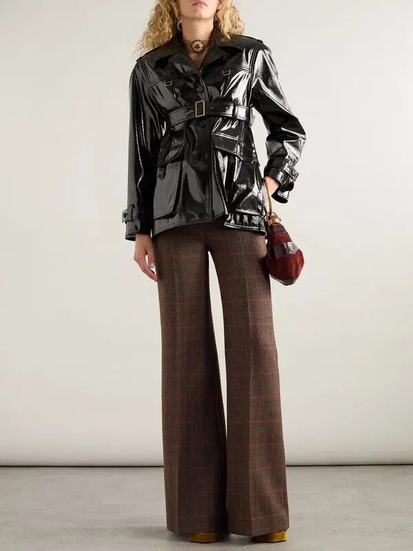 Chloé Checked Wool Flared Pants