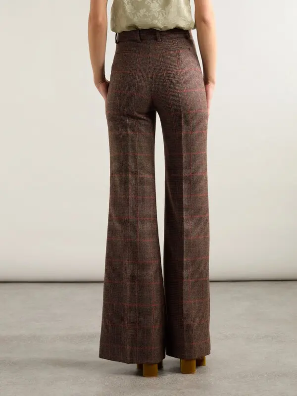 Chloé Checked Wool Flared Pants