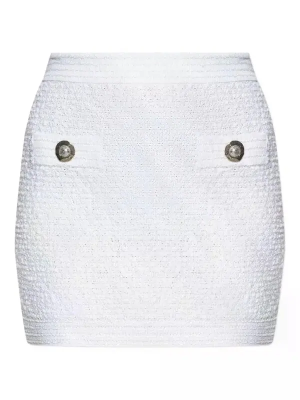 Balmain Tweed Mini Skirt - White
