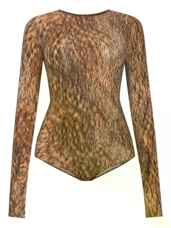 MAISON MARGIELA Animal-print Bodysuit - Brown
